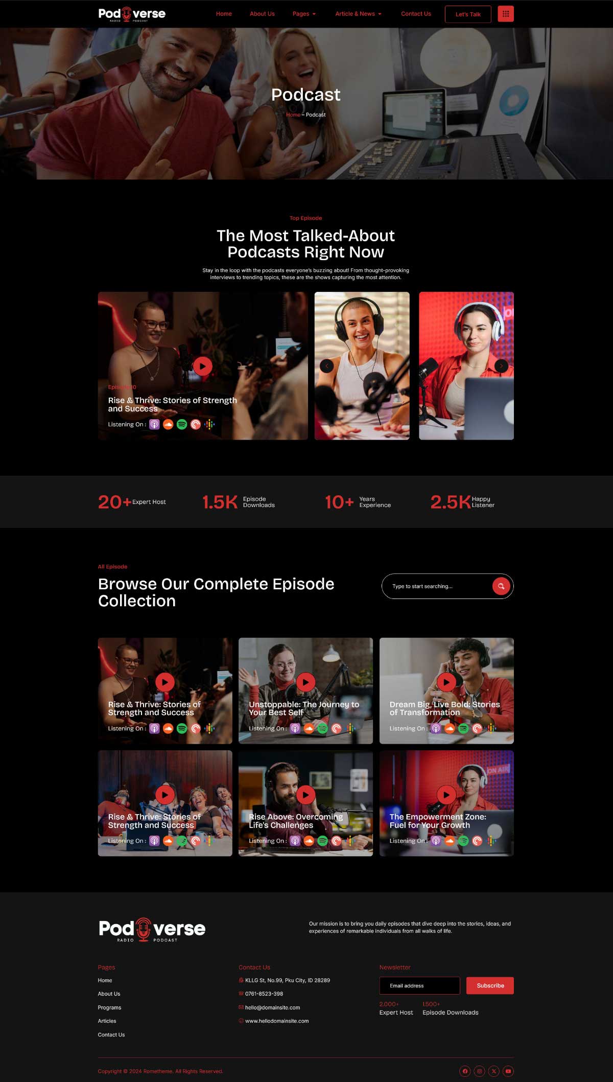 Podverse - Radio Station & Podcaster Elementor Template Kit by Rometheme